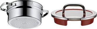WMF Function 4 Gemüse-/ Kartoffeldämpfer 20 cm, Dampfgarer Einsatz für Topf & Function 4 Topfdeckel 16 cm, Glasdeckel mit 4 Abgießfunktionen, Glas, Siliko