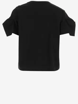 sacai Double-Layer Sleeve Cotton T-Shirt - Black
