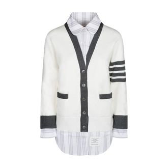 Thom Browne Layered Cardigan mit 4Bar-Streifen - - Knitwear - Damen - Wei&szlig; - 2XS