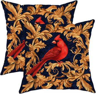 Generic Zierkissenbez&uuml;ge mit Kardinalvogel, dekorative Kissenbez&uuml;ge, saisonale Heimdekoration f&uuml;r Wohnzimmer, Sofa, Couch, 45,7 x 45,7 cm, Rot, 2 St&uuml;ck