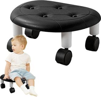 Generic Niedriger Stuhl, kleiner Rollhocker, Rollhocker, kompakter mobiler Sitz, um 360 Grad drehbarer Hocker, niedriger Rollstuhl, niedriger Hocker