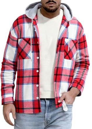 Generic Sweat &agrave; capuche uni printemps pour homme 2026 nouveau manteau &agrave; carreaux chemise &agrave; double capuche d&eacute;contract&eacute; sweat &agrave; capuche v&ecirc;tements pour entra&icirc;nem