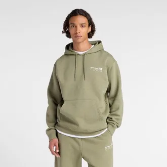 New Balance Homme Linear Graphic Fleece Hoodie en Vert, Coton, Taille 2XL
