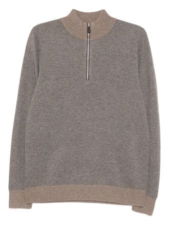 N.Peal jacquard half-zip jumper - Braun