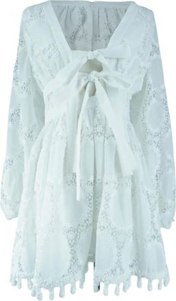 Alexis robe mi-longue en dentelle - Blanc