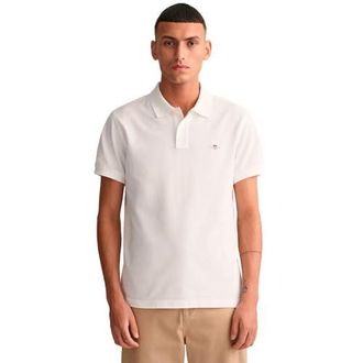 GANT SS Polo &Agrave; Manches Courtes en Piqu&eacute; Shield Slim, White, XL Homme