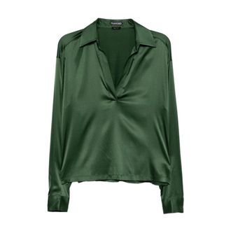 Tom Ford Stretch Seidensatin-Polohemd - - Blouses & Shirts - Damen - Gr&uuml;n - M