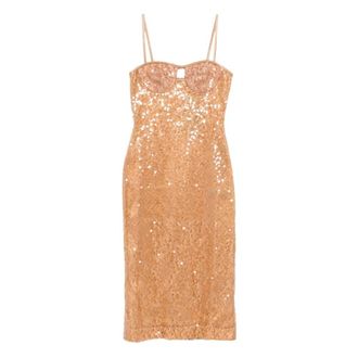 DAVID KOMA Paillettenbesetztes Midikleid - - Dresses - Damen - Braun - S