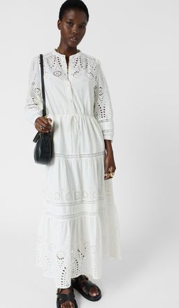 Gerard Darel Robe longue &agrave; broderies en coton - RHONIE - Ecru