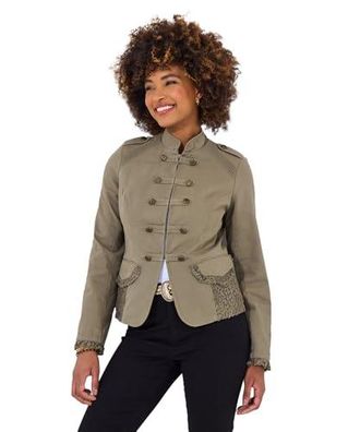 Joe Browns Khaki Military Style Lace Trim Jacket Veste, Kaki, 40 Femme