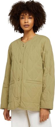Tom Tailor Damen Steppjacke mit Knopfleiste 1030081, 28723 - Moderate Olive, XS