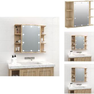 vidaXL Vidaxl - Armoire à miroir avec led Chêne sonoma 70x16,5x60 cm - Armoire à Miroir - Meuble Salle De Bain - Éclairage Led - Rangement Cosmétiques