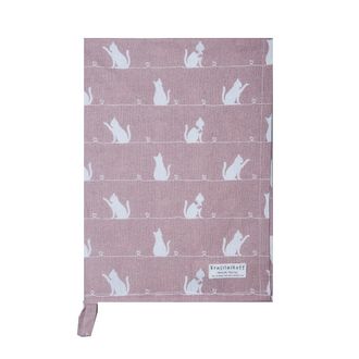 Krasilnikoff Geschirrtuch Cat/Katze, 50 x 70cm, 100% Baumwolle (Dusty Rose)