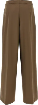 Nude Wool Blend Palazzo Trousers - Brown