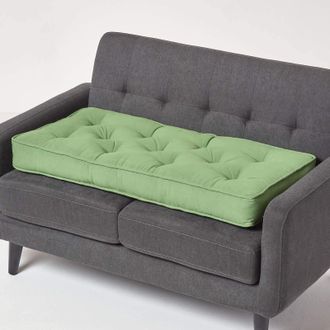 Homescapes Langes Sitzkissen grün 100x48 cm, Dicke Sofa-Auflage gepolstert, Sitzauflage Sofa mit Baumwollbezug