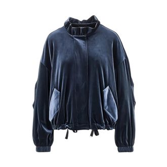 Emporio Armani Bomberjacke mit Stehkragen und Tunnelzugbund - - Jackets - Damen - Blau - 2XS