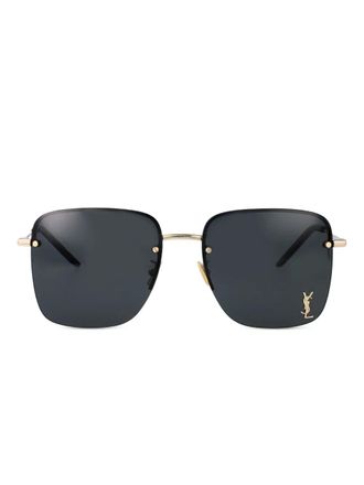 Saint Laurent Eyewear Sonnenbrille mit Logo-Schild - Gold