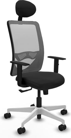 Piqueras y Crespo B&uuml;rostuhl aus schwarzem Mesh Zulema mit 1D-Armen, h&ouml;henverstellbarer Lendenwirbelst&uuml;tze und festem Kopfteil, ausgestattet mit 3 Positionen und Schneid