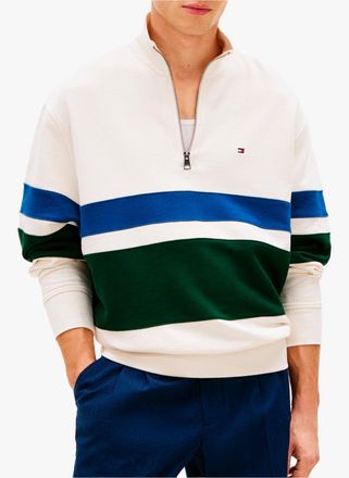 Tommy Hilfiger Sweat col zipp&eacute; &agrave; rayures en coton