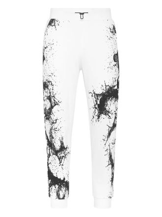 Plein Sport pantalon de jogging &agrave; imprim&eacute; graphique - Blanc