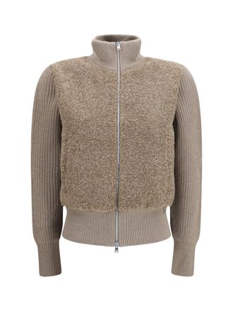 Herno Womens Cardigan Resort Ribbed Merino Wool Beige Sweater