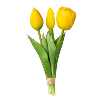 Creativ Green k&uuml;nstliche Tulpen 20,5 cm I 3 gelbe Tulpen I k&uuml;nstlicher Tulpenbund I Fr&uuml;hlings-Deko I Deko f&uuml;r Ostern I hochwertige Kunstblumen I Kunstblumenstrau&szlig;