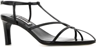 Jil Sander Leather T-Strap Sandal - Black