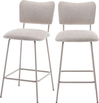 DRAWER Drawer - Lot de 2 chaises de bar en tissu et m&eacute;tal pieds beiges H65cm - Beige - Vander