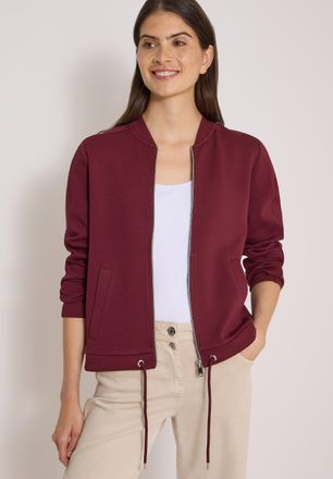 Cecil Sweatjacke CECIL, Damen, Gr. XXL (46), rot (rot wine), Sweatware, 78% Baumwolle, 18% Polyester, 4% Elasthan, unifarben, comfort fit normal, Rundhals, 