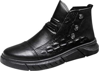 Generic Baskets Homme Plates sans Lacets Montantes Chaussures De Sport Marche Cuir Tendances Sneakers Bottes Semelle Antid&eacute;rapante Confortable Casual Chaussur