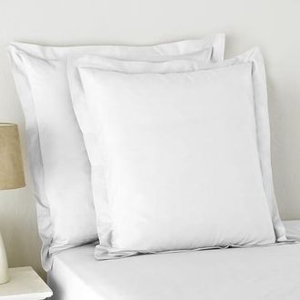 Pizuna Coton Set de 2 Taies doreiller 65x65 cm Blanc, 100% Coton Longue dur&eacute;e en Percale Taies doreiller en Coton 65x65 avec Rabat de 20cm