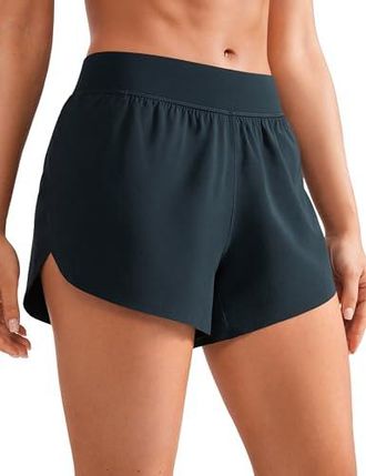 CRZ YOGA Femme Short de Course Taille Moyenne Fentes Latérales Léger et Respirant dentraînement Pantalon True Navy 42