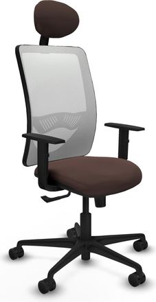 Piqueras y Crespo Center Center Zulema mit 1D-Armlehnen, h&ouml;henverstellbare Lendenwirbelst&uuml;tze und festes Kopfteil, ausgestattet mit 3 Positionen, Wei&szlig;/Dunkelbraun
