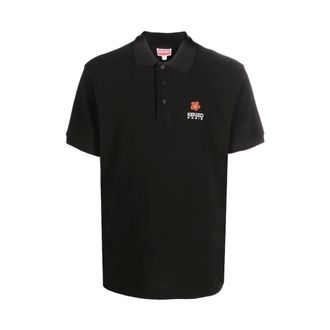 Kenzo Homme, Tops, Noir, Taille: 2XL Polo Classique avec Logo Crest