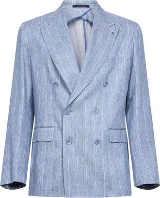 Tagliatore Homme, Vestes, Bleu, Taille: M Veste ray&eacute;e &agrave; revers pointus