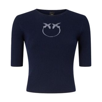 Pinko Transparentes Logo Strickoberteil - - Tops - Damen - Blau - XS