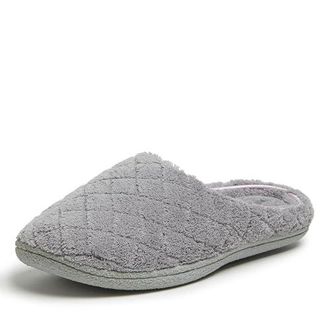 Dearfoams Womens Velour Clog Slipper, gris moyen, X-Large Wide