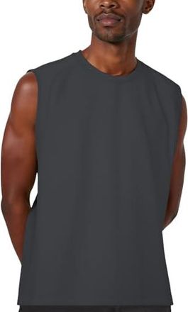 Generic DENGJIAMY D&eacute;bardeurs d&eacute;t&eacute; solides &agrave; col rond pour homme - T-shirt classique basique uni sans manches - T-shirts d&eacute;contract&eacute;s tendance pour homme, gris