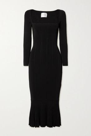 Galvan Atalanta Midikleid Aus Rippstrick - Schwarz