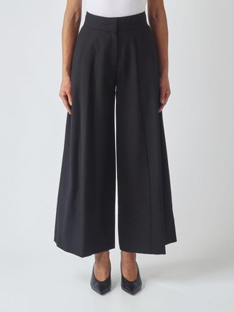 Meimeij Cropped-Hose von aus Wollmischung mit weitem Bein und Bundfalten