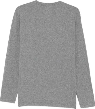 Emporio Armani Logo-Embroidered Long-Sleeve T-Shirt - Gray