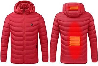 Generic Manteau chauffant pour femme printemps 2026 avec chargement intelligent et USB 2 zones, Rouge, XL