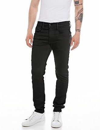 Replay Herren Jeans Anbass Slim-Fit Hyperflex Forever Dark mit Stretch, Noir 098 (Schwarz), 30W / 32L