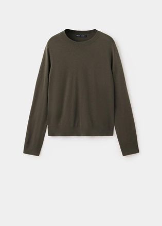 Mango Pull-over maille fine col rond kaki - Femme - XXS - MANGO