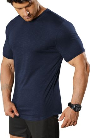 Coofandy T-Shirts f&uuml;r Herren Fitness Funktionsshirt Sport Shirt Herren Gym Muscleshirt Rundhals Basic Tops Dunkelblau XXL