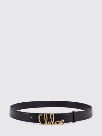 Chlo&eacute; Ceinture Iconic en cuir de veau lisse avec boucle en m&eacute;tal &agrave; logo