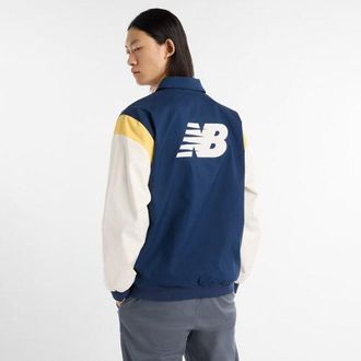 New Balance Herren Athletics Varsity Jacket in Blau, Baumwolle, Größe XL