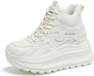 Generic Baskets compens&eacute;es pour Femmes &agrave; Lacets, &eacute;l&eacute;gantes et Confortables, Semelle Plateforme cach&eacute;e, Chaussures de Marche pour Dames,Blanc,35 EU