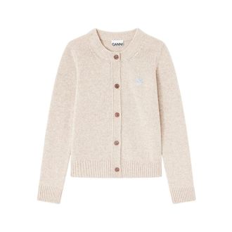Ganni Femme, Pulls, Beige, Taille: 40 FR Wool Mix Cardigan