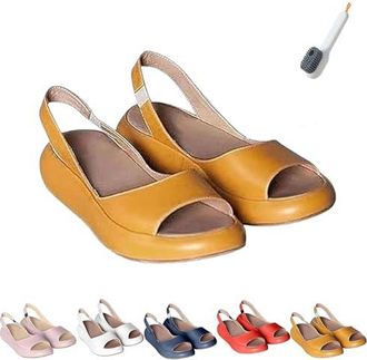 Generic Allen & Moore Solea Sandales rembourrées, chaussures plates légères à enfiler pour femme, bout ouvert, ultra doux, absorption des chocs et confort, ja